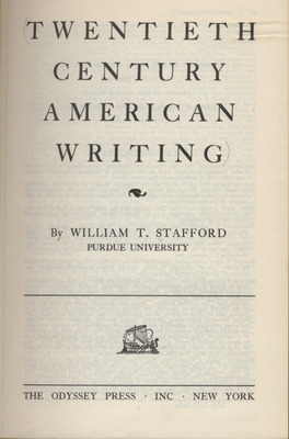"Twentieth Century American Writing" by William T. Stafford