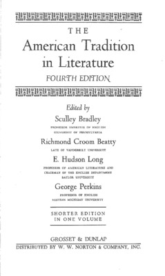 "The American Tradition in Literature- Fourth Edition, Shorter Edition ...